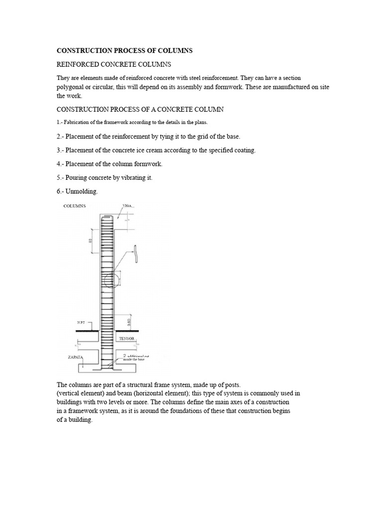 Construction Process of Columns and Beams | PDF