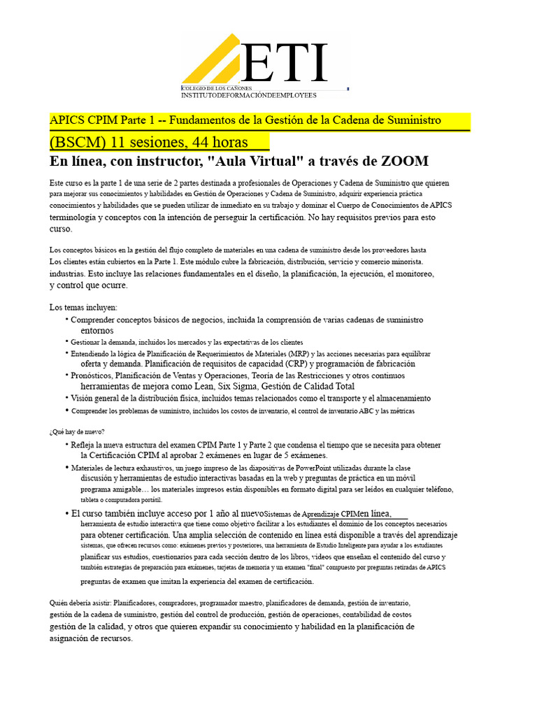 APICS CPIM Parte 1 4 13 21 | PDF