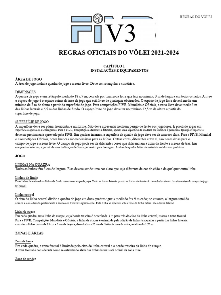 Vôlei - Regras - 2021-24 - Novo | PDF | Voleibol | Juiz (esportes)