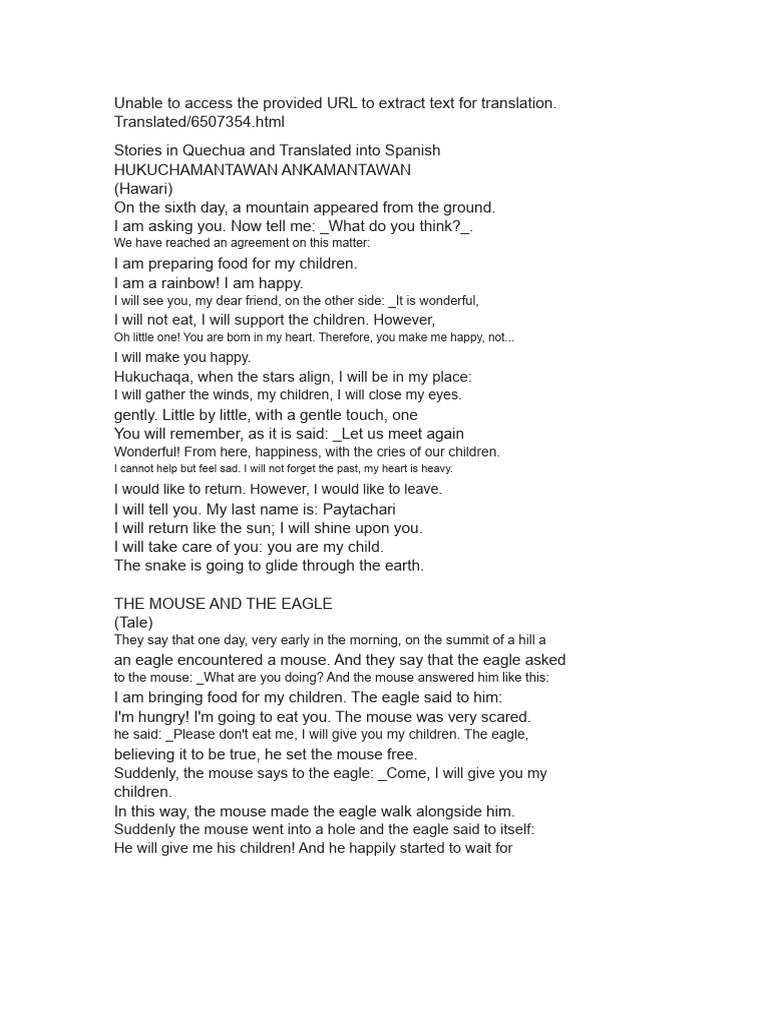 Stories in Quechua | PDF | Folklore | Fairy Tales