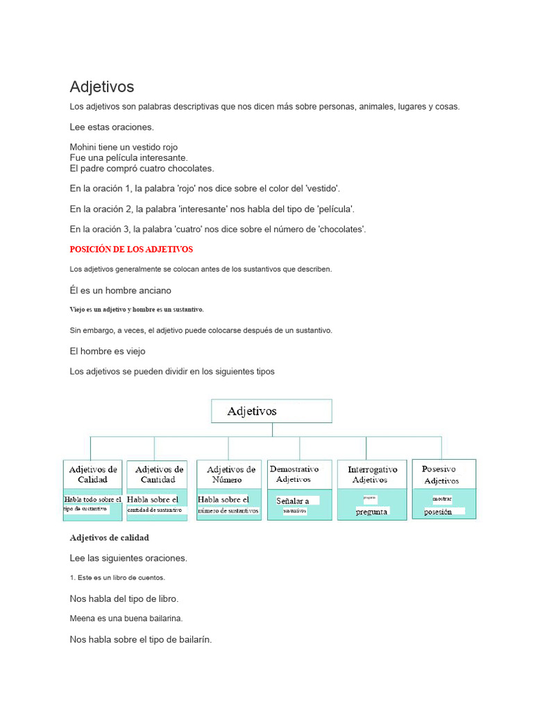 Tipos de Adjetivos | PDF | Adjetivo | Lingüística
