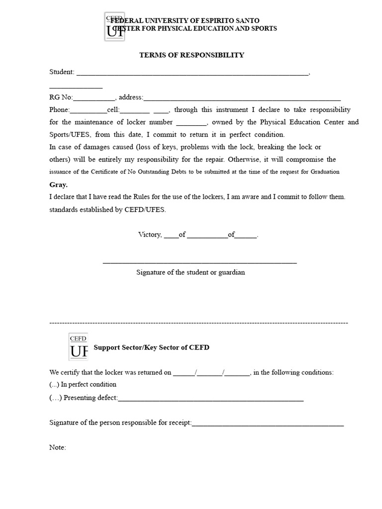 Term of Responsibility For Keys and Cabinets | PDF