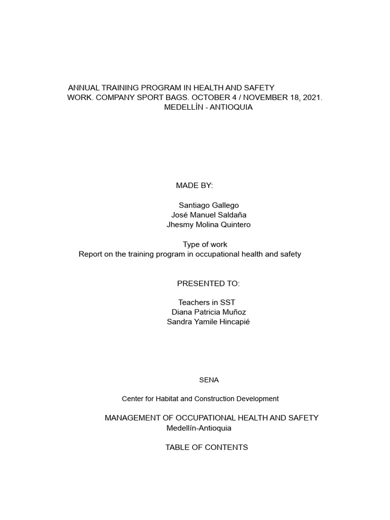 Annual Training Report | PDF | Occupational Safety And Health | Employment