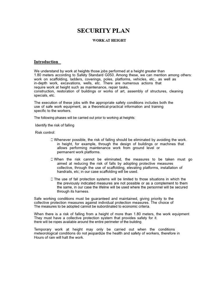 Work at Height Safety Plan | PDF | Scaffolding | Ladder