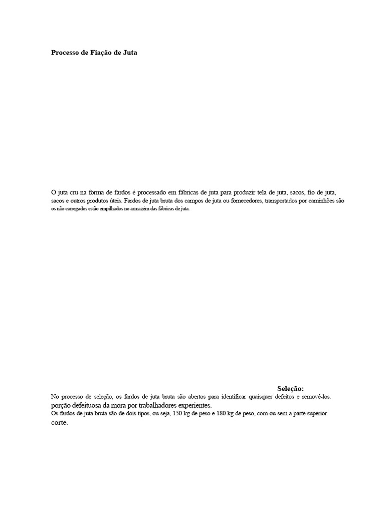 Processo de Fiação de Juta: Etapas e Defeitos | PDF | Material composto ...