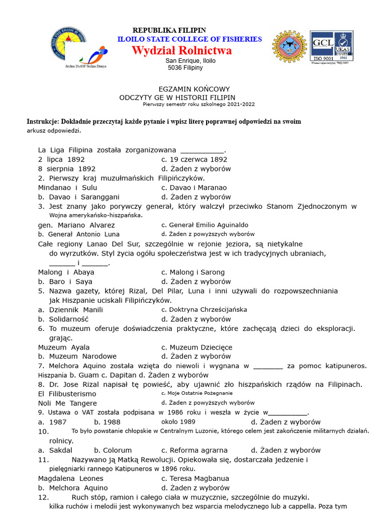 Egzamin Końcowy RIPH | PDF