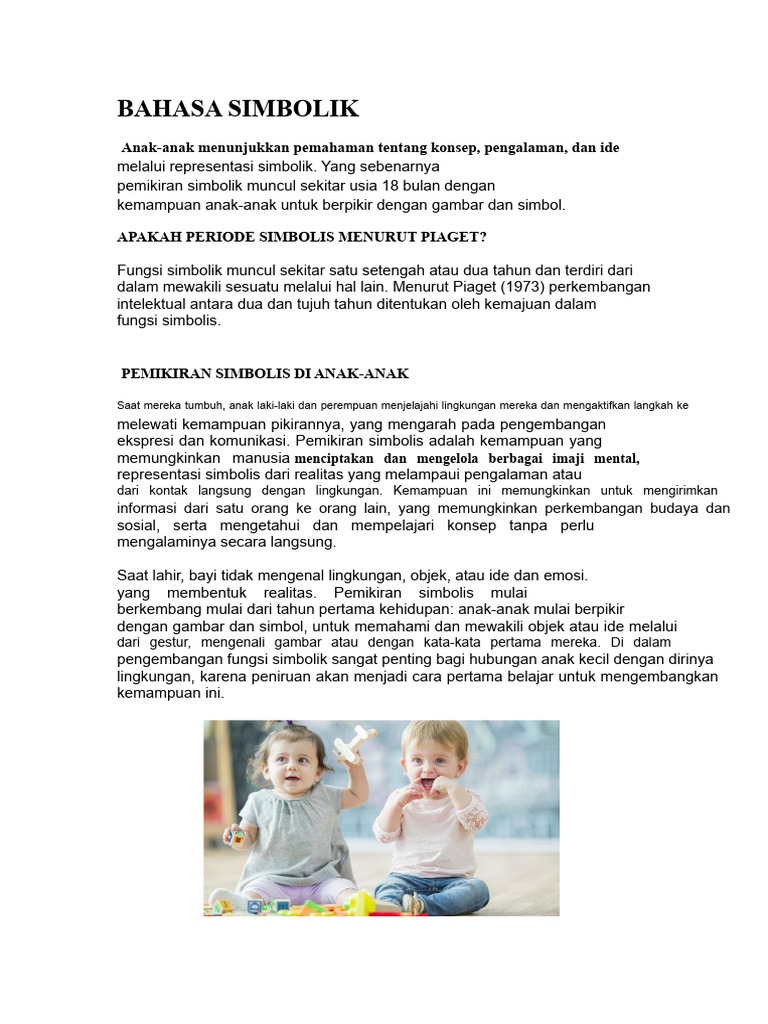 Pemikiran Simbolik Anak Usia Dini | PDF