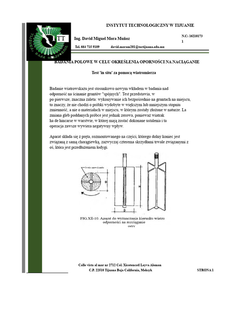 Badania Polfieldowe W Celu Określenia Odporności Na Naprężenie Ściągające in Situ | PDF