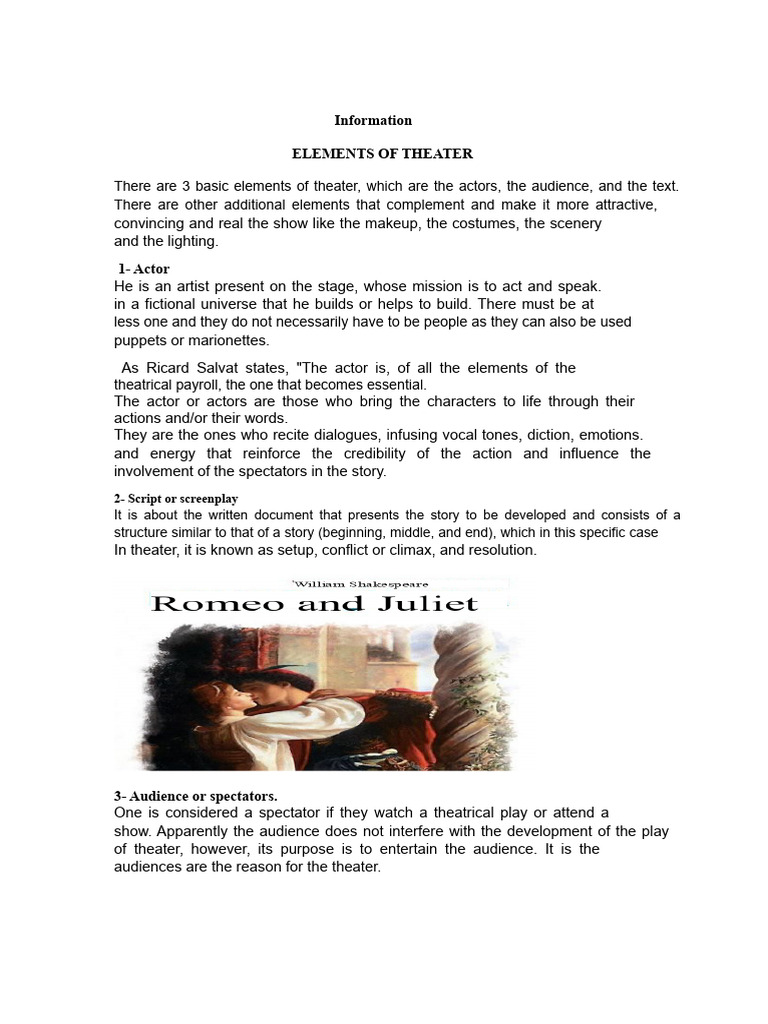 Key Elements of Theater Explained | PDF | Theatre | Actor