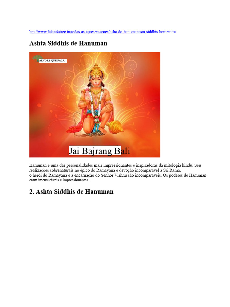 Mantra Das Oito Siddhis de Hanuman | PDF | Ramayana | Sita