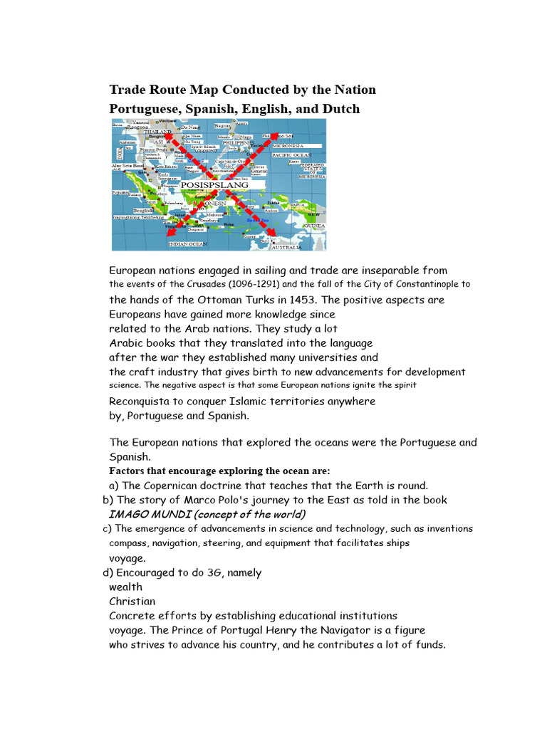 Map of The Trade Routes Conducted by The Portuguese Nation | PDF ...