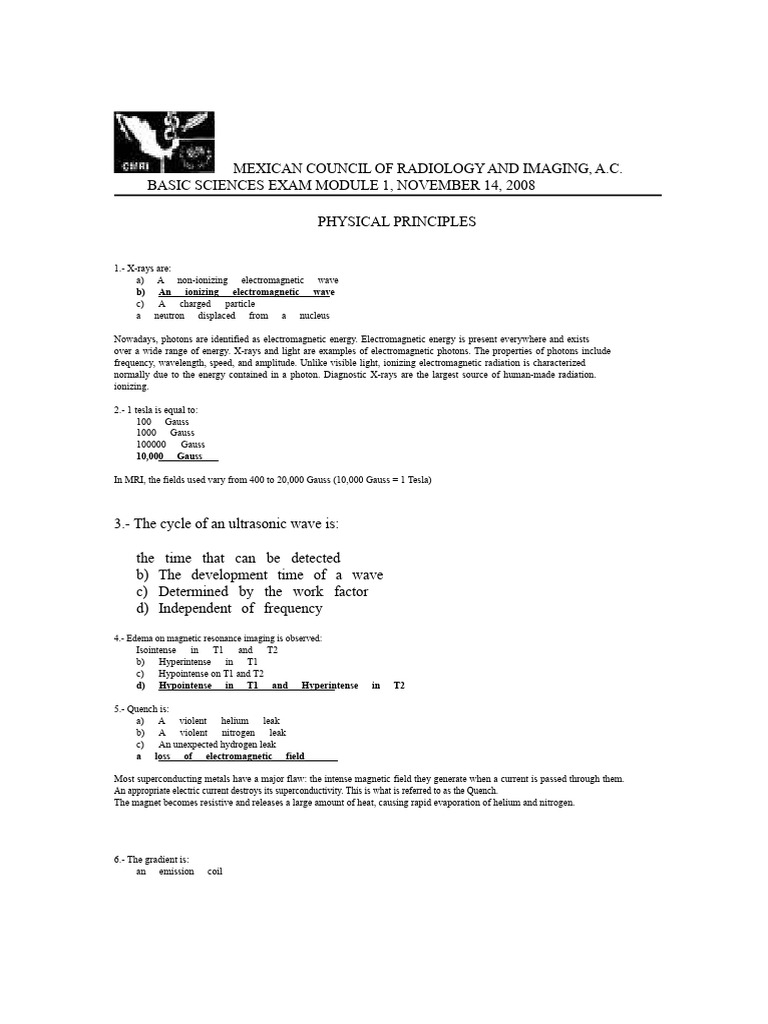 Radiology and Imaging Physics Exam Guide | PDF | Electron | Atoms