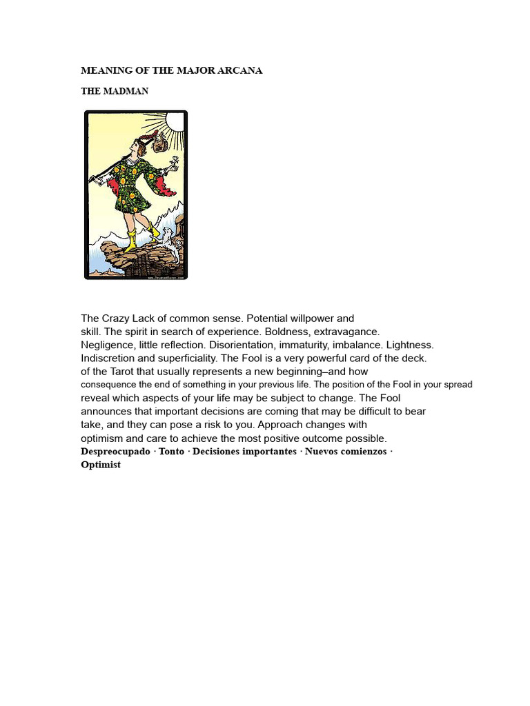 Major Arcana Tarot Card Meanings | PDF | Courage | Intuition