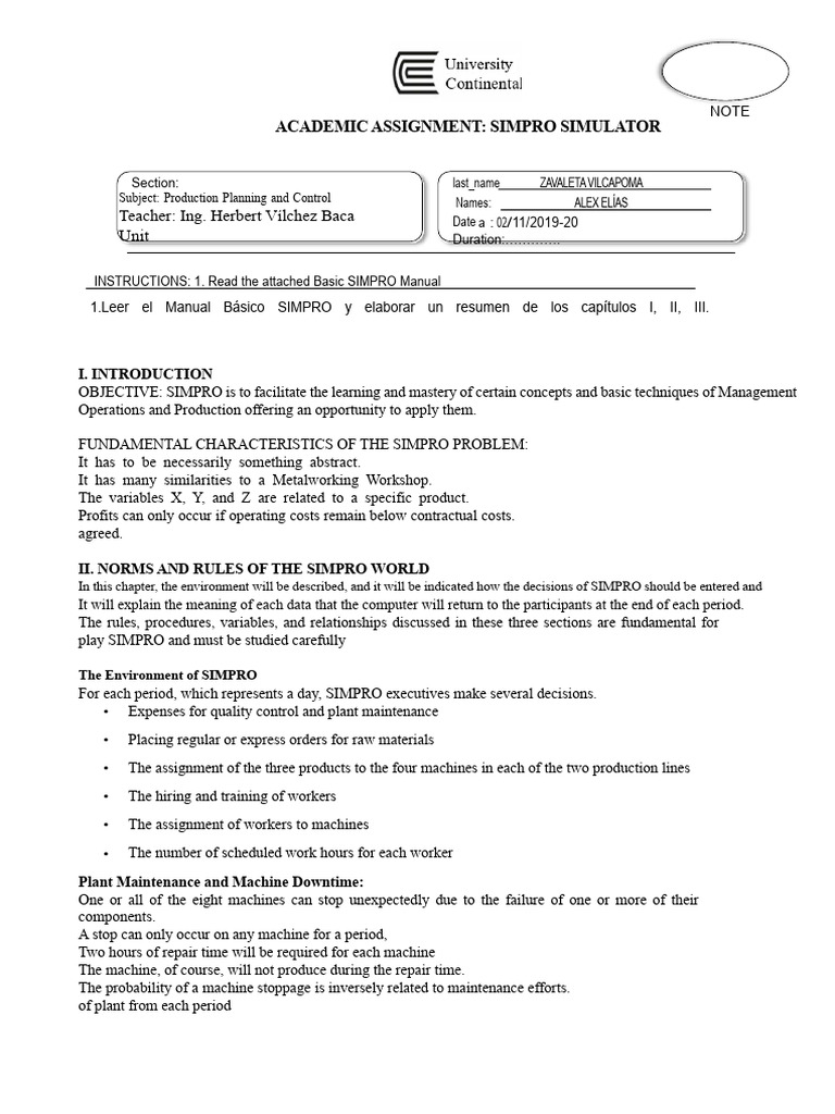 Academic Task - Simulator SIMPRO | PDF | Inventory | Simulation