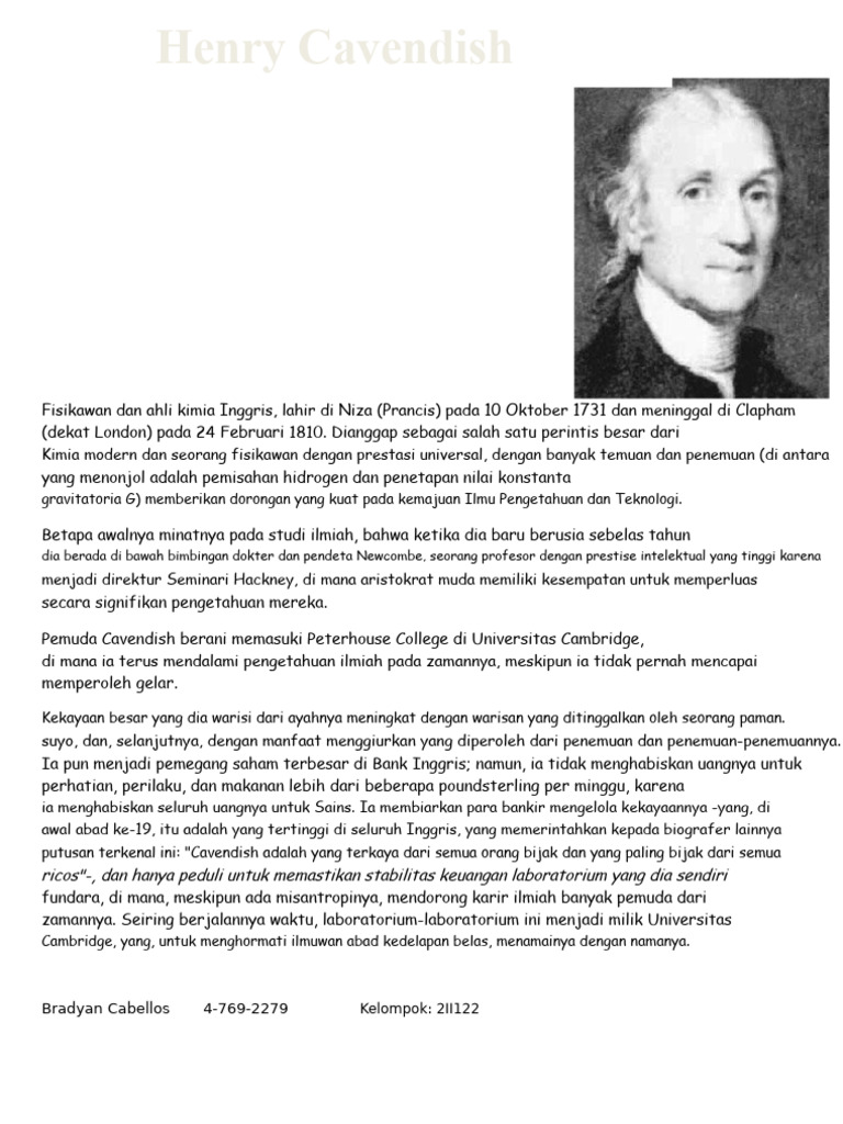 Biografi Henry Cavendish | PDF