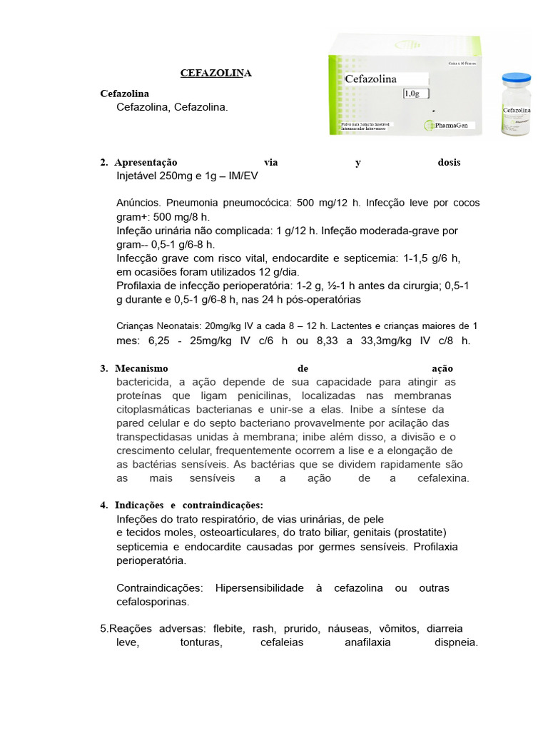 Cefazolina | PDF | Bactérias | Especialidades médicas