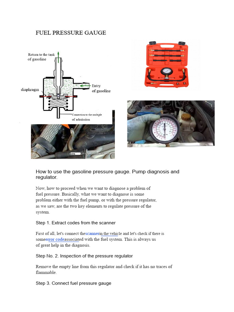 Fuel Pressure Gauge | PDF | Engines | Pressure Measurement