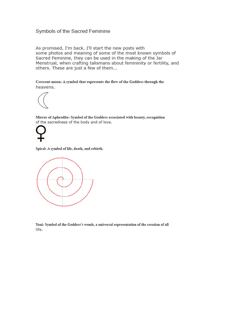 Symbols of the Sacred Feminine Explained | PDF | Goddess | Moon