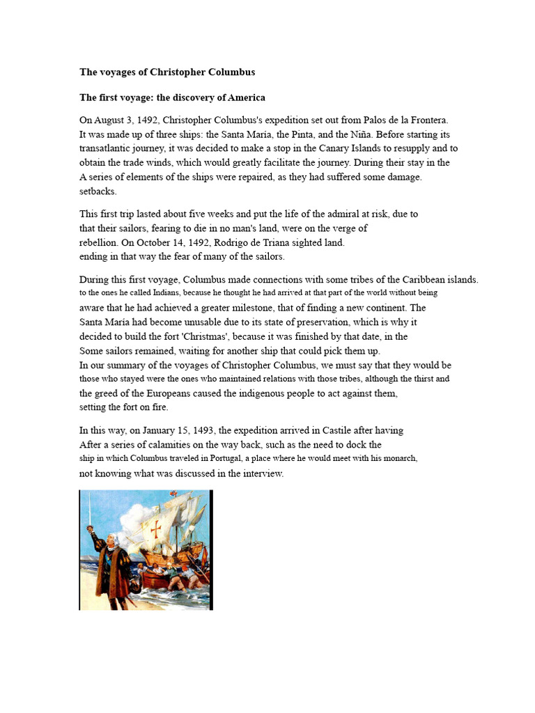 The Travels of Christopher Columbus | PDF | Voyages Of Christopher ...
