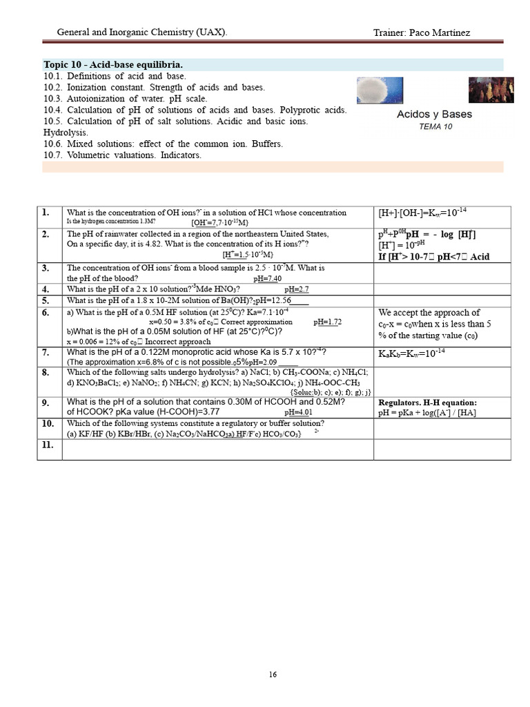 Acid-Base Equilibria in Chemistry | PDF | Acid | Ph