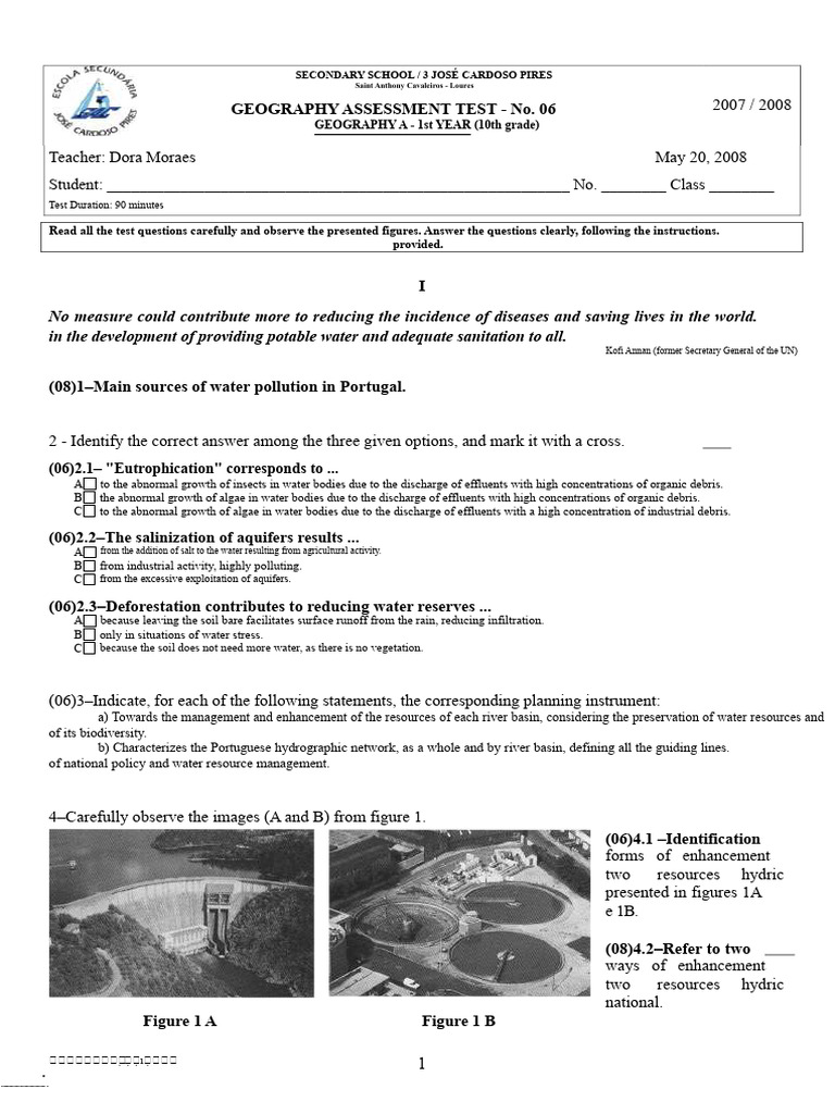 10th Grade Geography Assessment Test | PDF | Water | Rock (Geology)