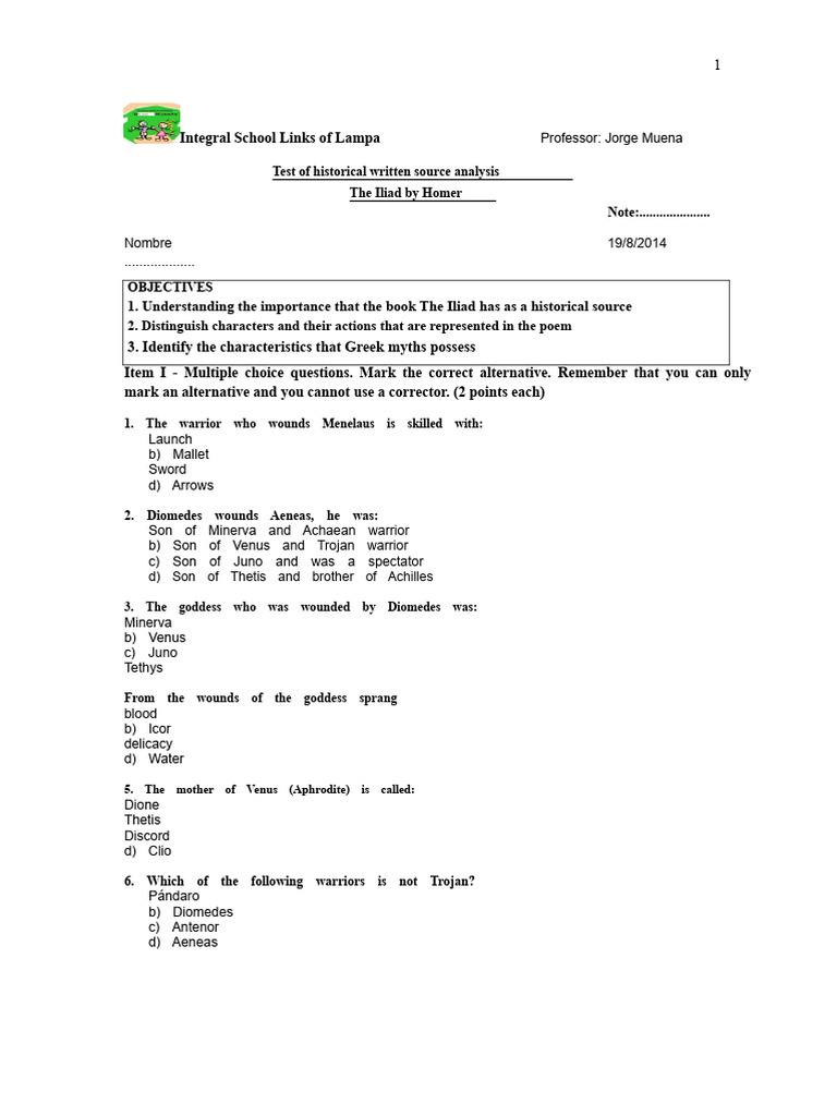Historical Analysis of The Iliad Test | PDF | Hector | Iliad