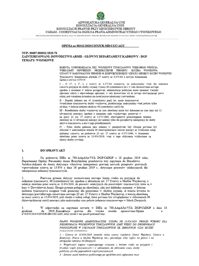 Tymczasowe Opinia. Opinia NR 00341 2020 | PDF