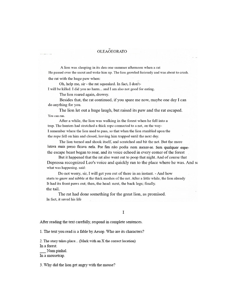 Fable Test 5th Grade | PDF | Morphology | Language Mechanics