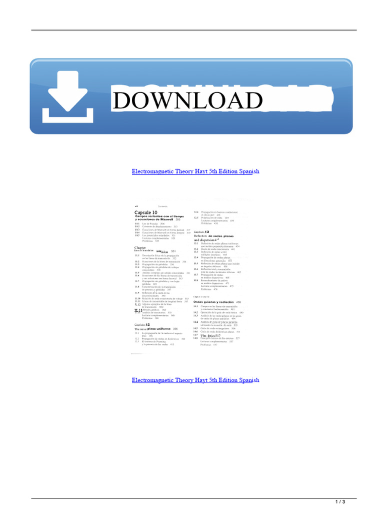 Electromagnetic Theory Hayt 5th Edition Spanish | PDF | Books ...