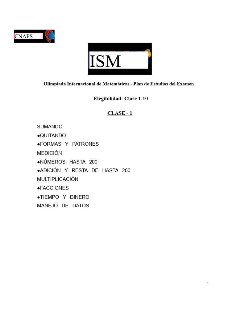 ISMO Syllabus.8ccb865b | PDF | Números | Ecuaciones