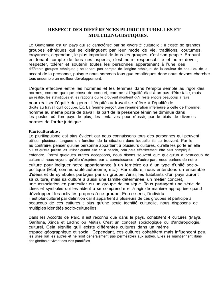 Pluriculturalité et multilinguisme au Guatemala | PDF | Guatemala ...