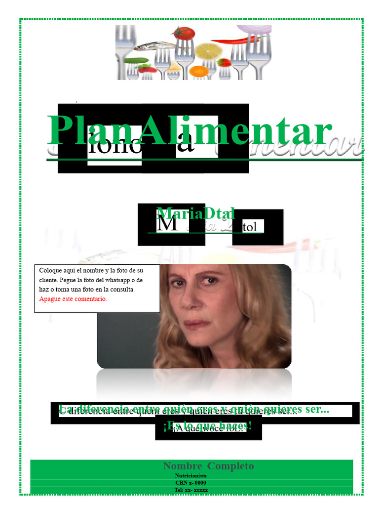 Modelo para Plan Alimentario | PDF | ensalada | Alimentos