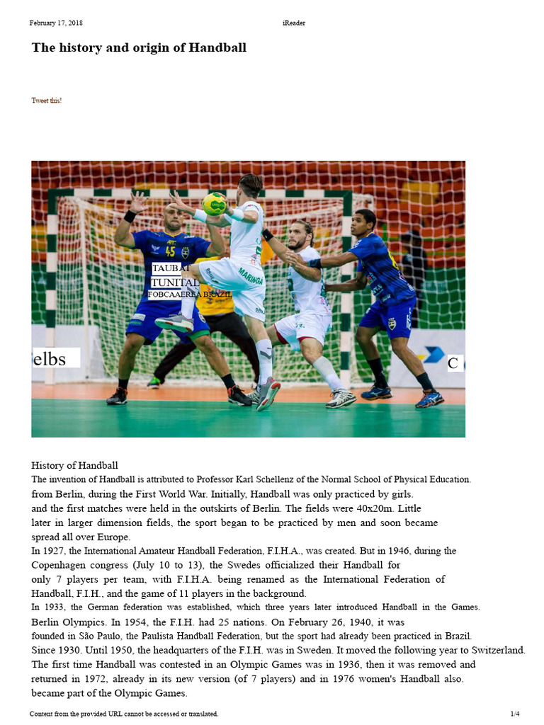 The History and Origin of Handball - Educational Handball | PDF ...