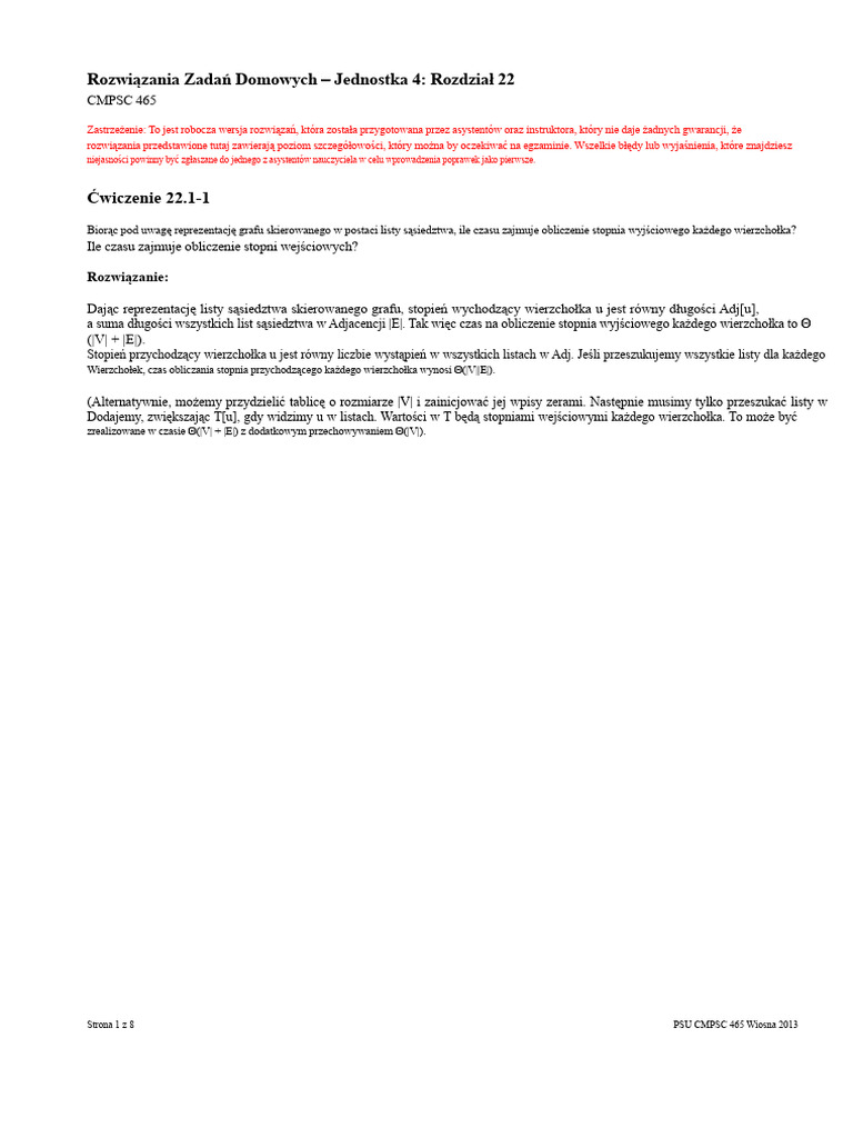 4 Rozwiązania Clrs 22 | PDF