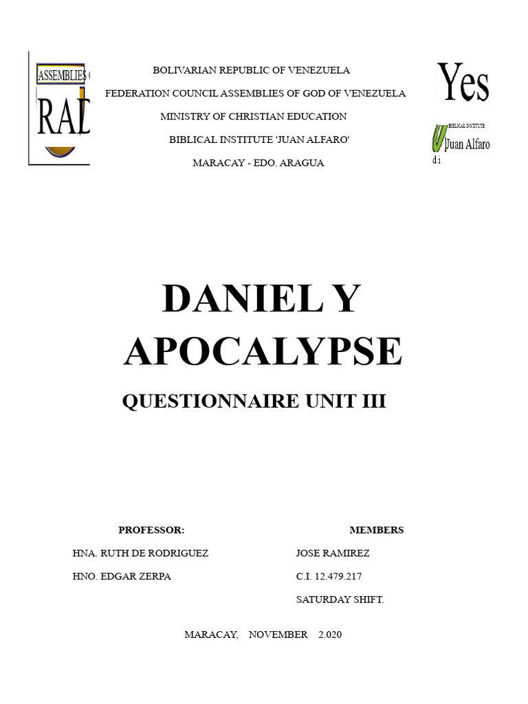 Questionnaire Daniel and Revelation 3 | PDF | Jesus | Satan