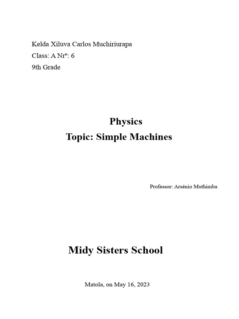 Physics Project - Simple Machines | PDF | Lever | Machines