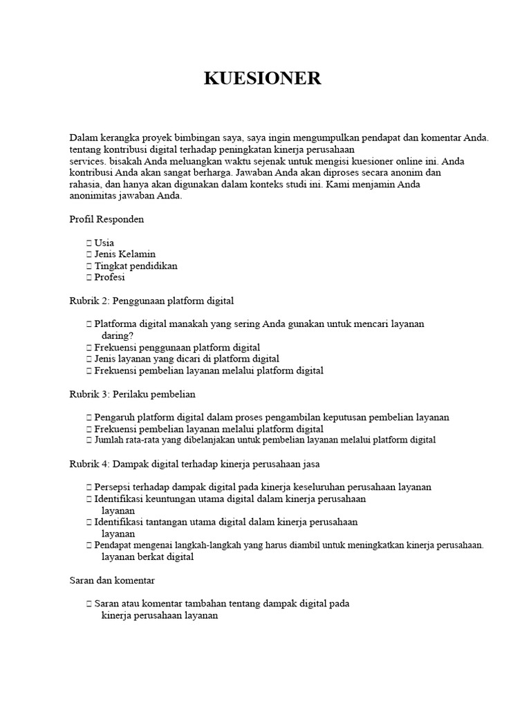 Kuesioner | PDF
