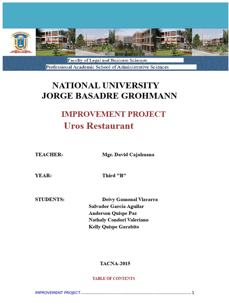 Uros Restaurant Improvement Project | PDF | Restaurants | Waiting Staff