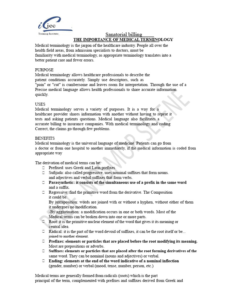 Importance of Medical Terminology | PDF | Word | Linguistic Typology