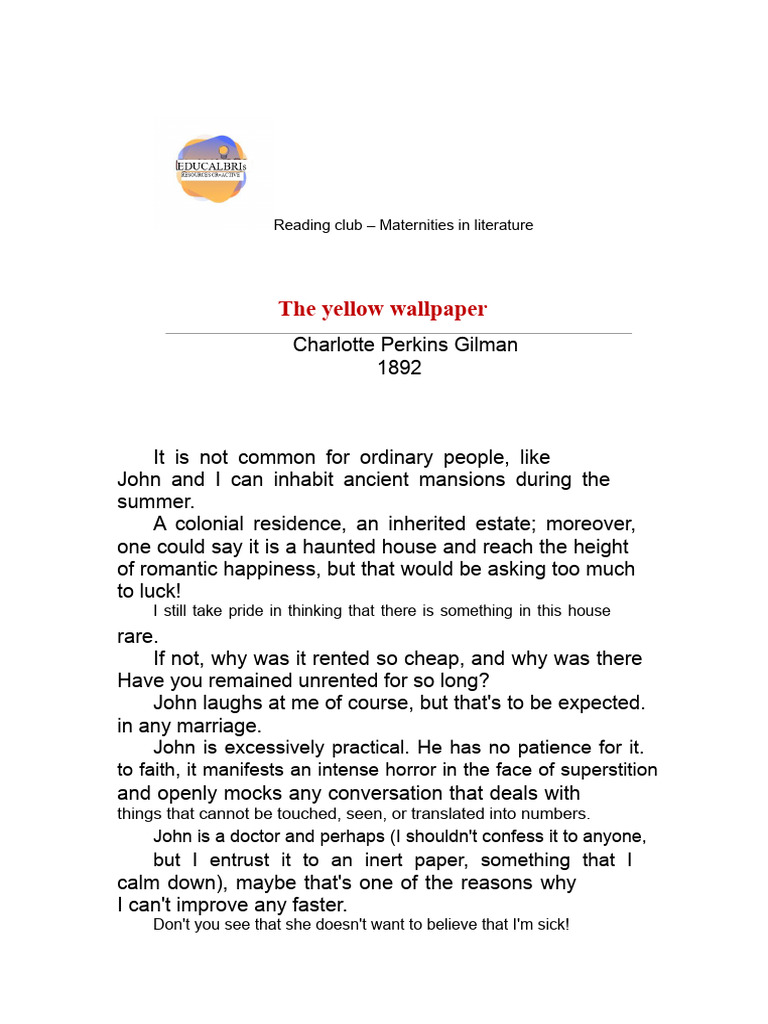 Exploring Maternity in "The Yellow Wallpaper" | PDF | The Yellow ...