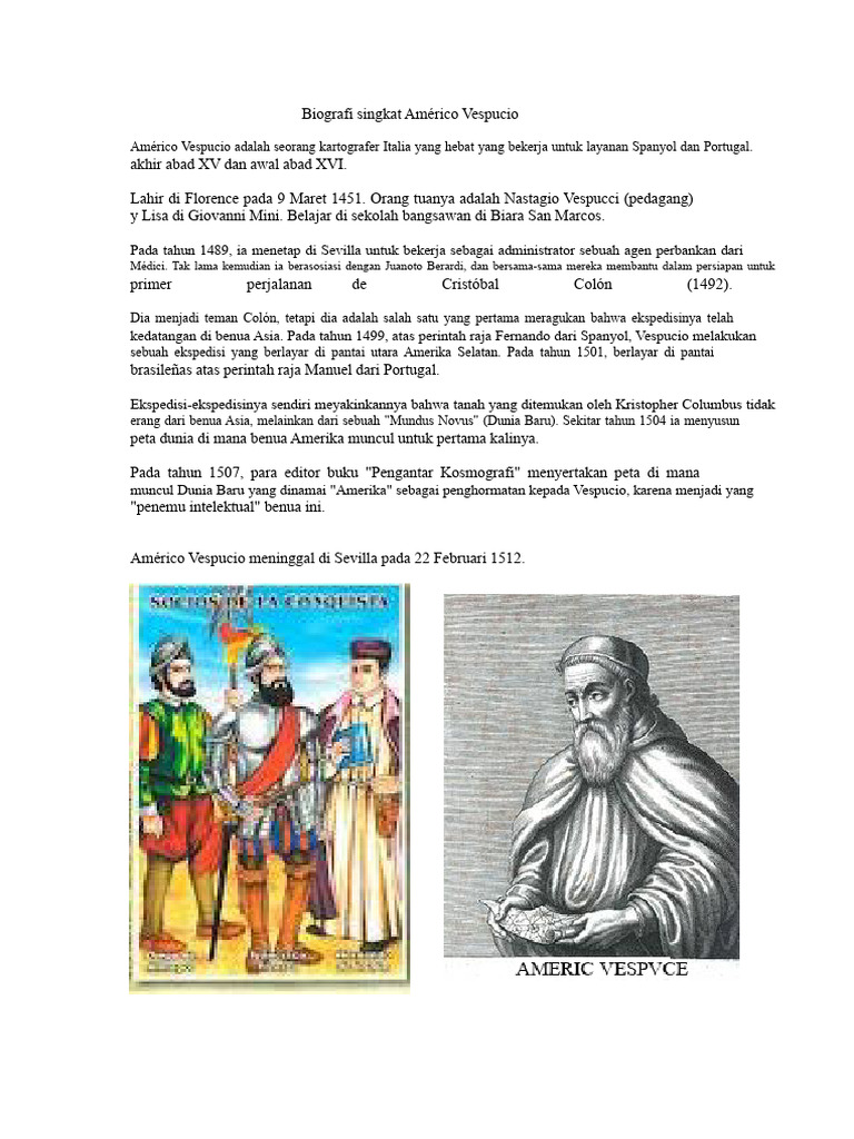 Biografi Singkat Américo Vespucio | PDF