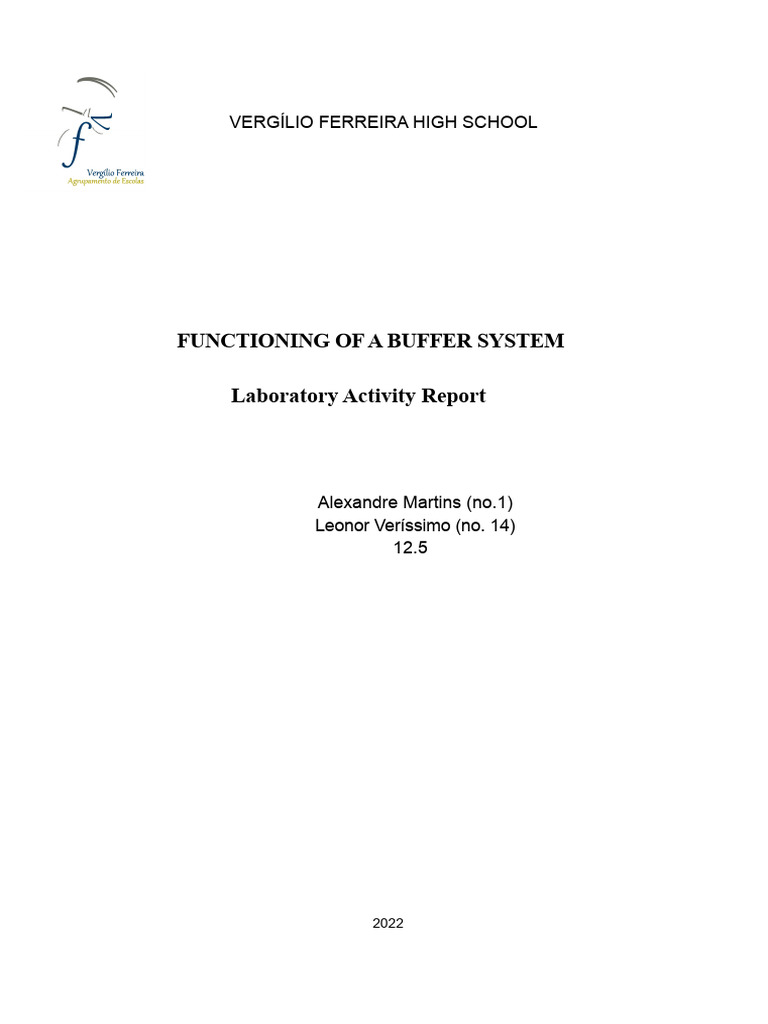 Laboratory Activity Report 1.6 - Functioning of A Buffer System | PDF ...