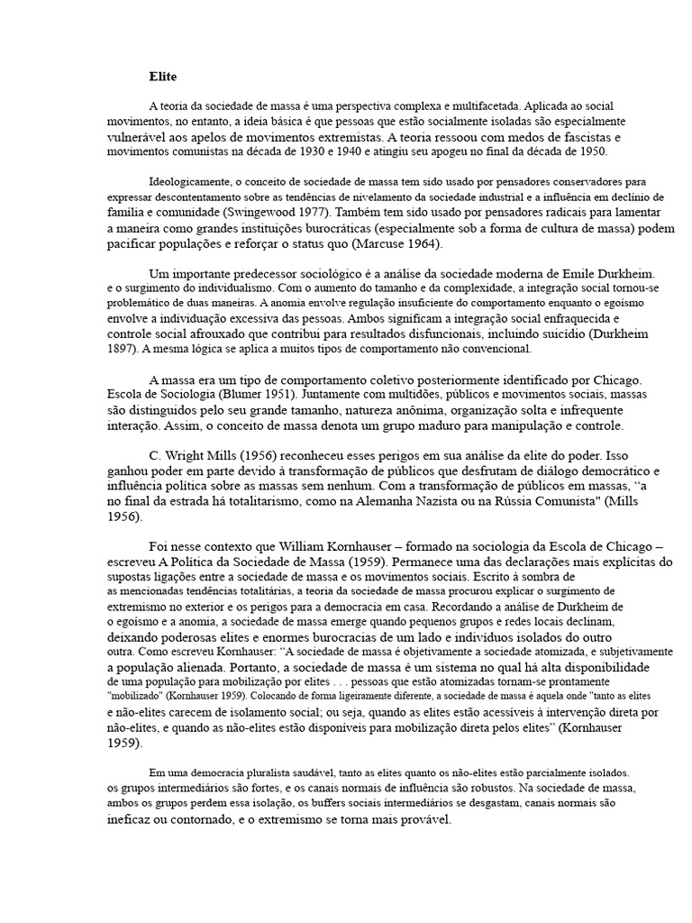 Diferença Entre - Elite - e - Massa | PDF | Democracia | Ideologias ...