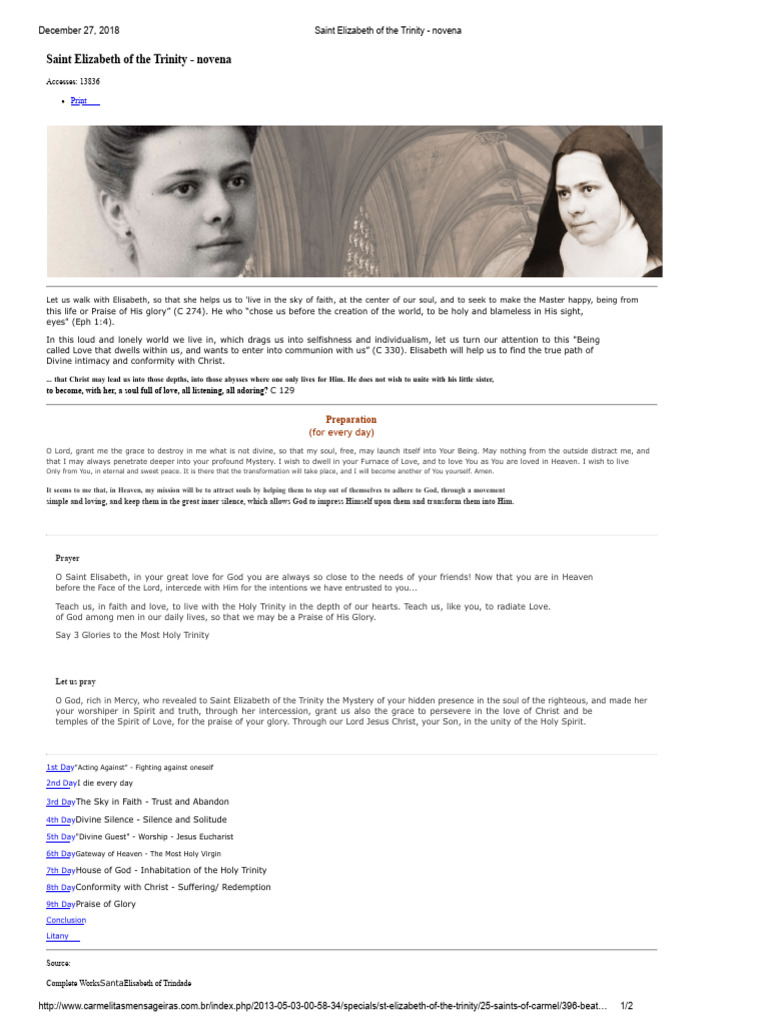 Saint Elizabeth of The Trinity | PDF | Trinity | Systematic Theology