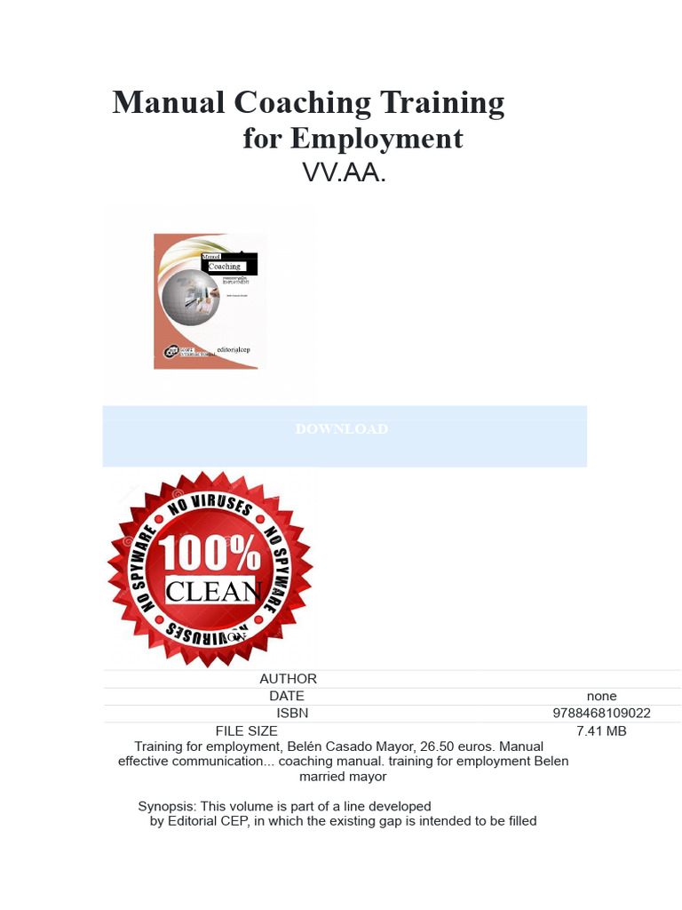Coaching Manual Training For Employment | PDF