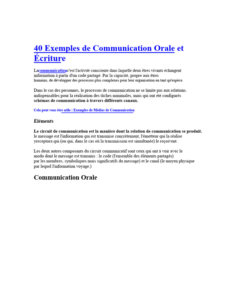 40 Exemples de Communication Orale | PDF | Informations