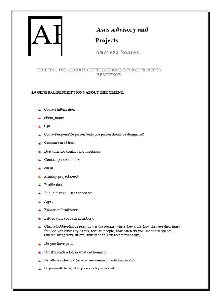 Project Briefing | PDF | Interior Design | Chair