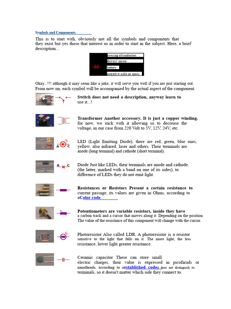 Symbols and Electronic Components | PDF | Bipolar Junction Transistor ...