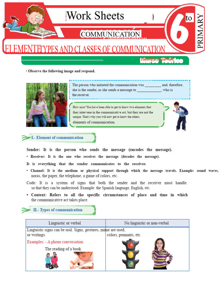 Elements and Classes of Communication For Sixth Grade of Primary School ...