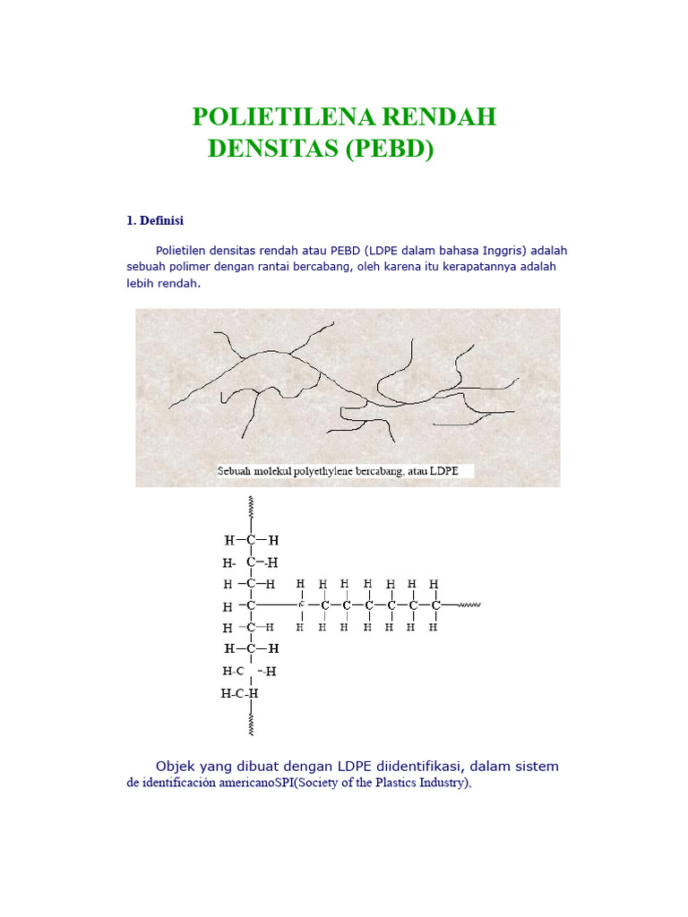 Karakteristik dan Produksi PEBD | PDF